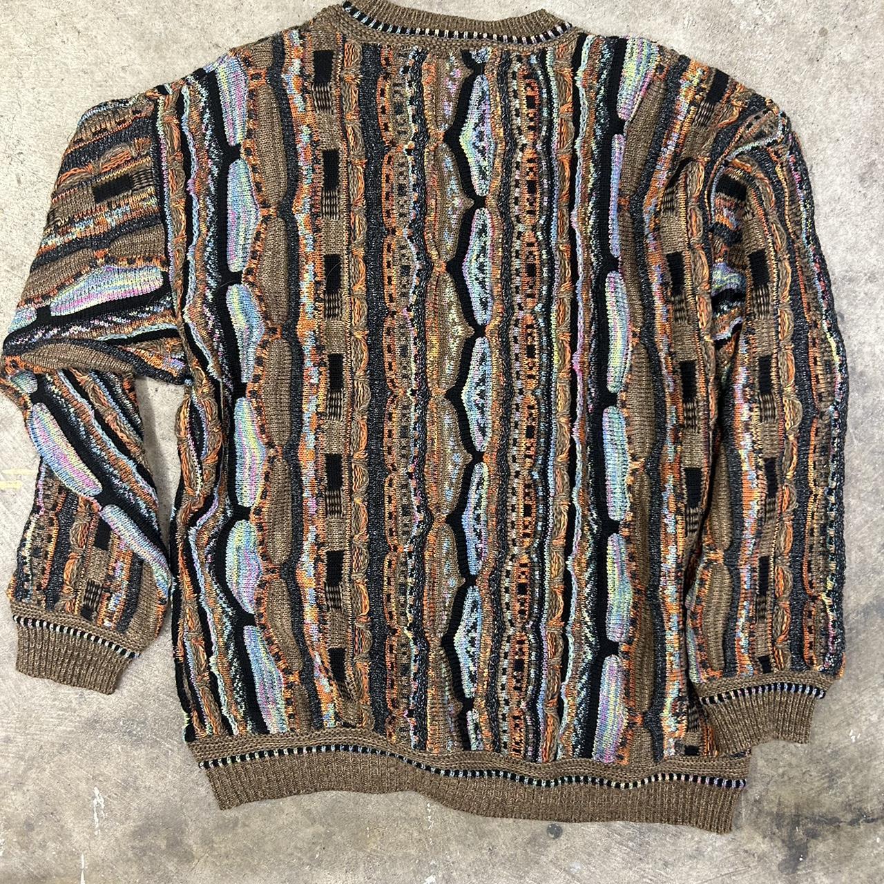 Coogi-inspired vintage 90s multi-coloured knit... - Depop