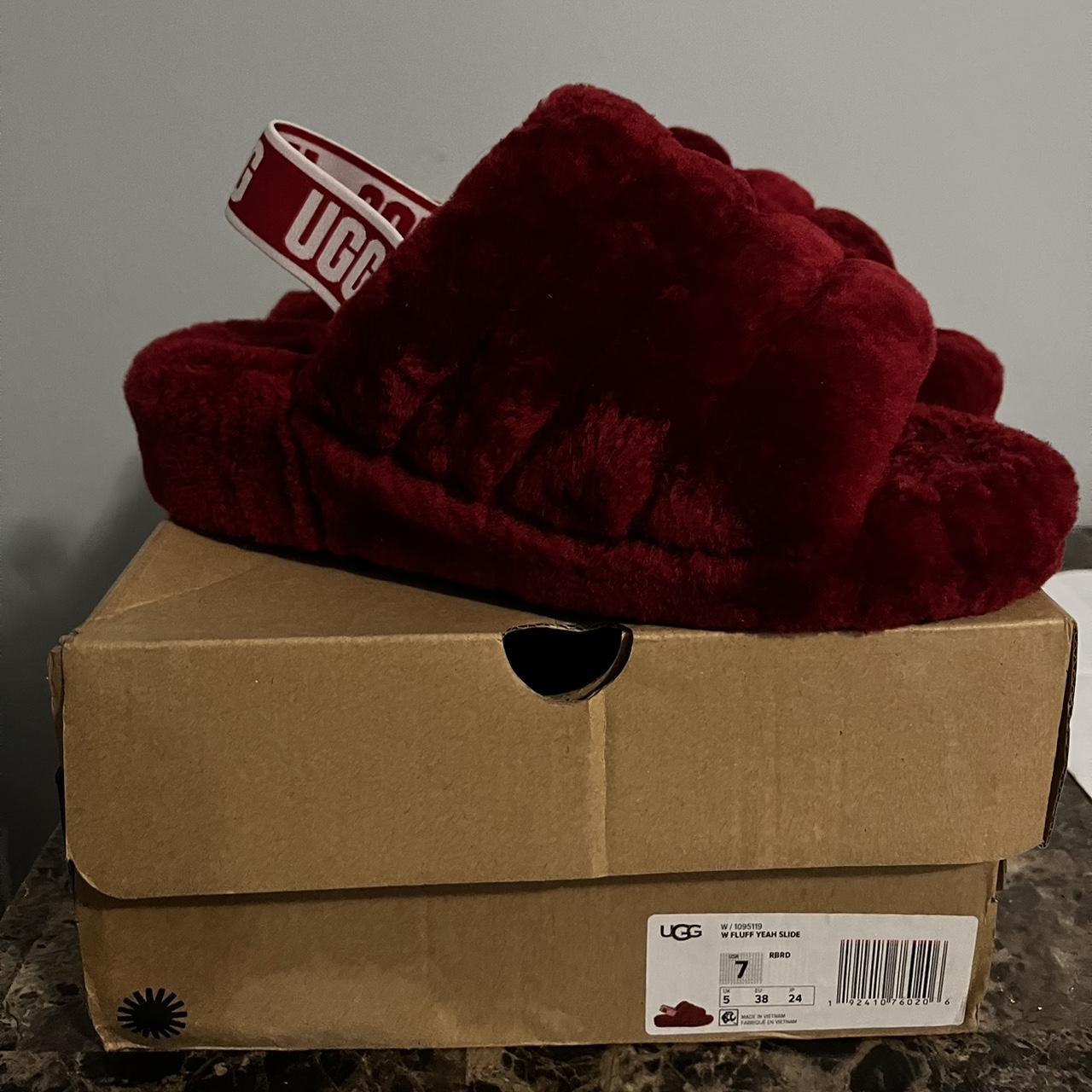 Red fluff yeah slides, I am willing to negotiate... - Depop