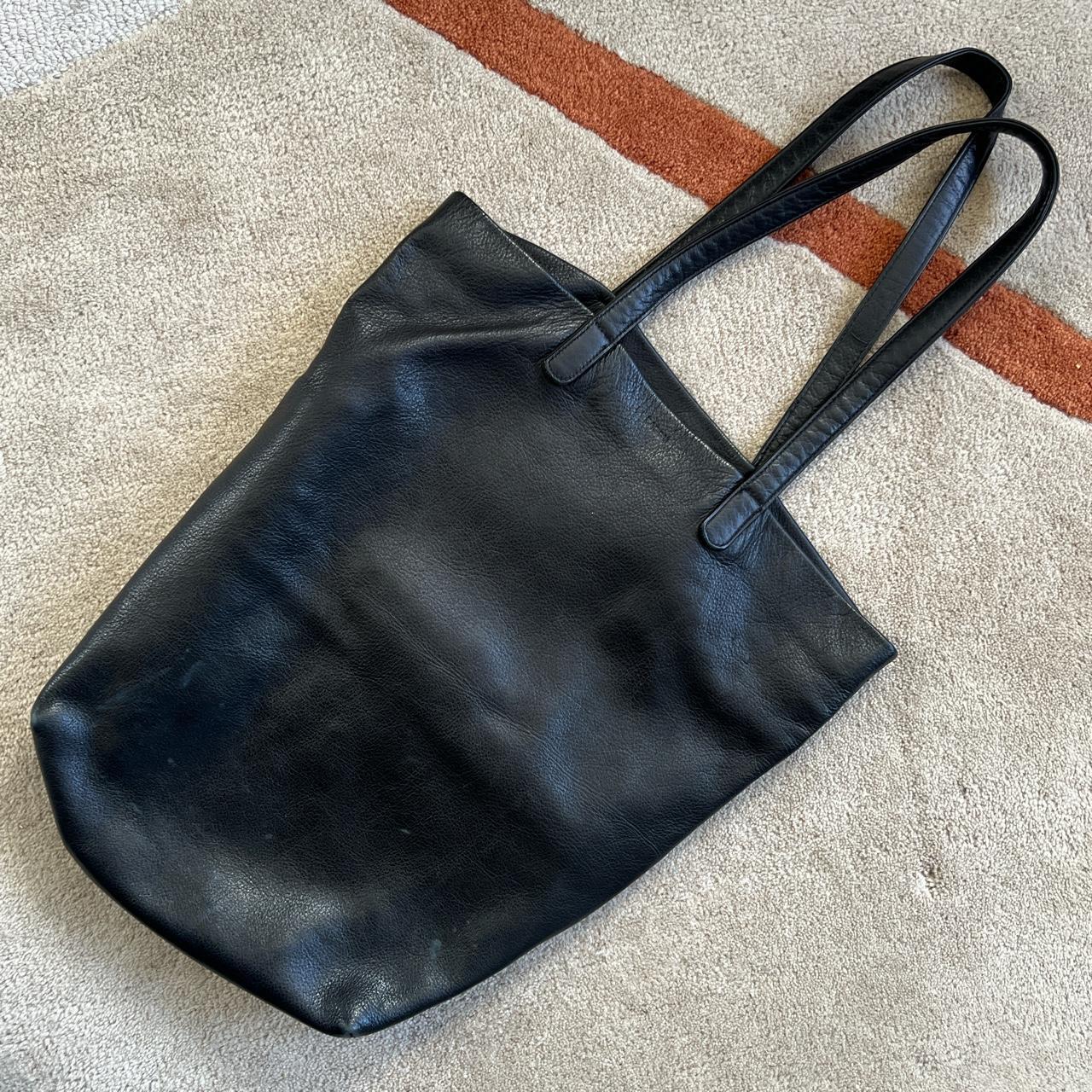 BAGGU Deadstock Real Leather Tote in Black Before... - Depop