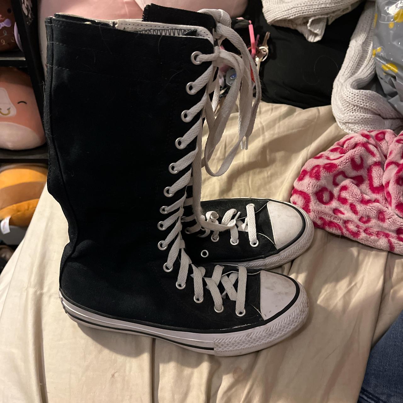 Knee high black converse xhi converse - Depop