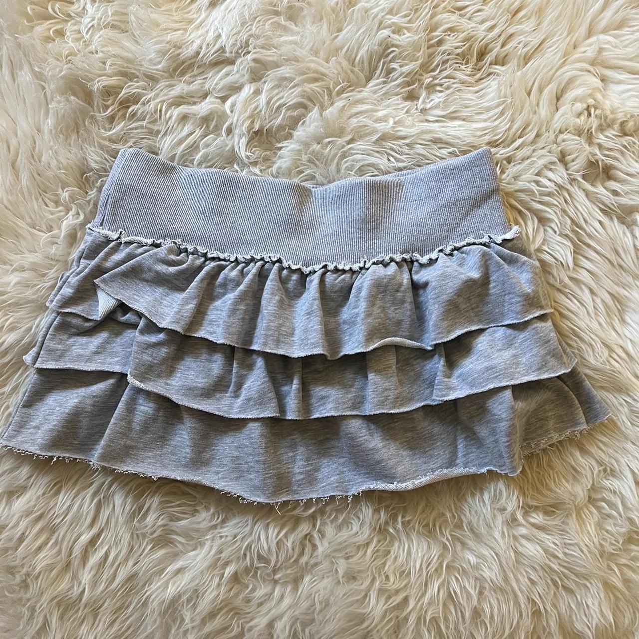 edikted grey ruffle mini skirt. soo cute. marked... - Depop