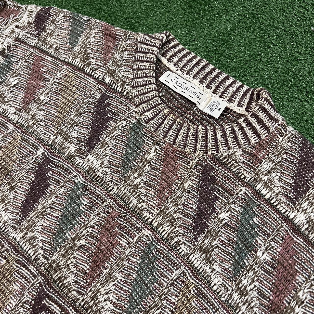 Vintage 90’s Unique Coogi Style Pattern Knit Sweater - Depop