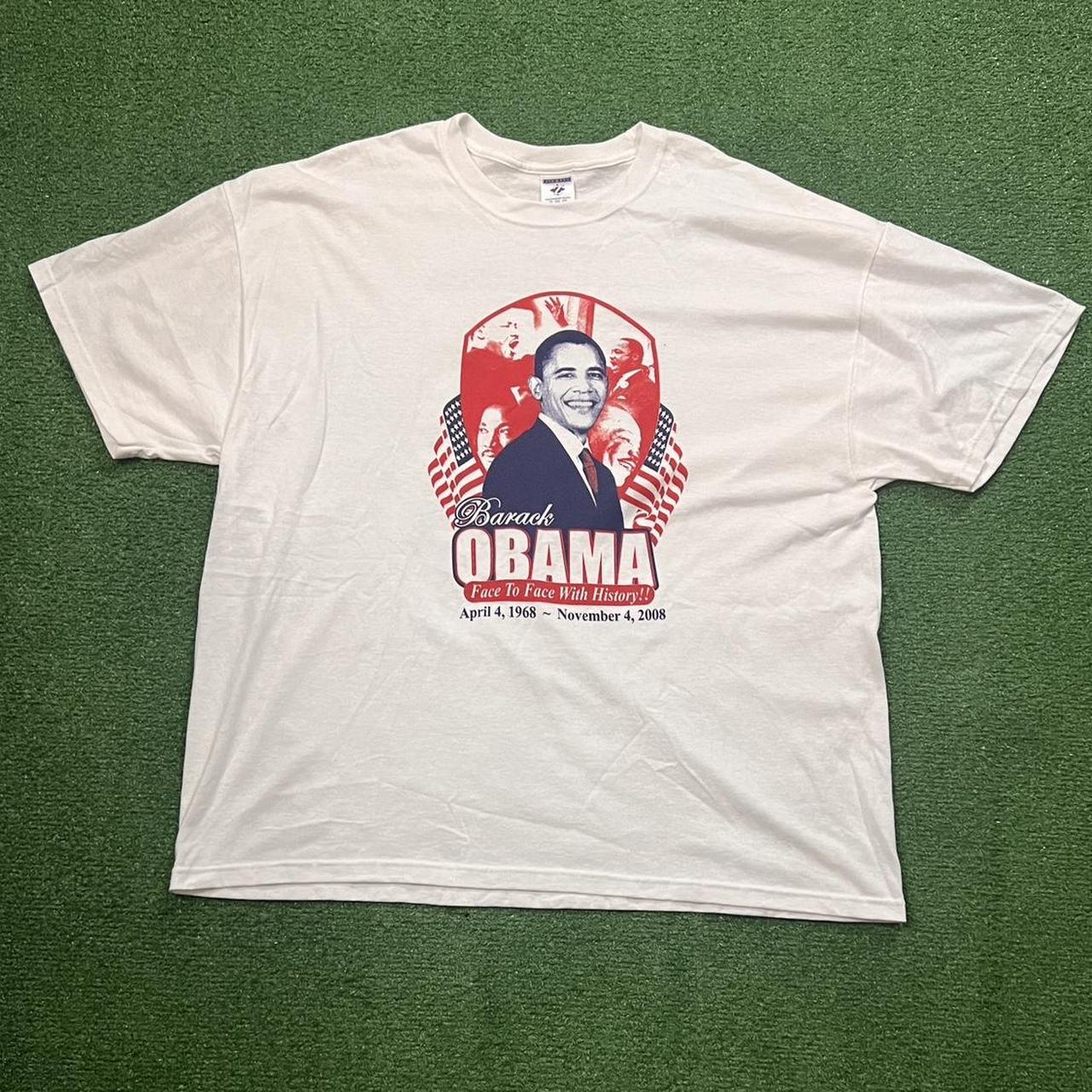 Vintage 2000’s Y2K Obama Double Sided Graphic T-Shirt - Depop