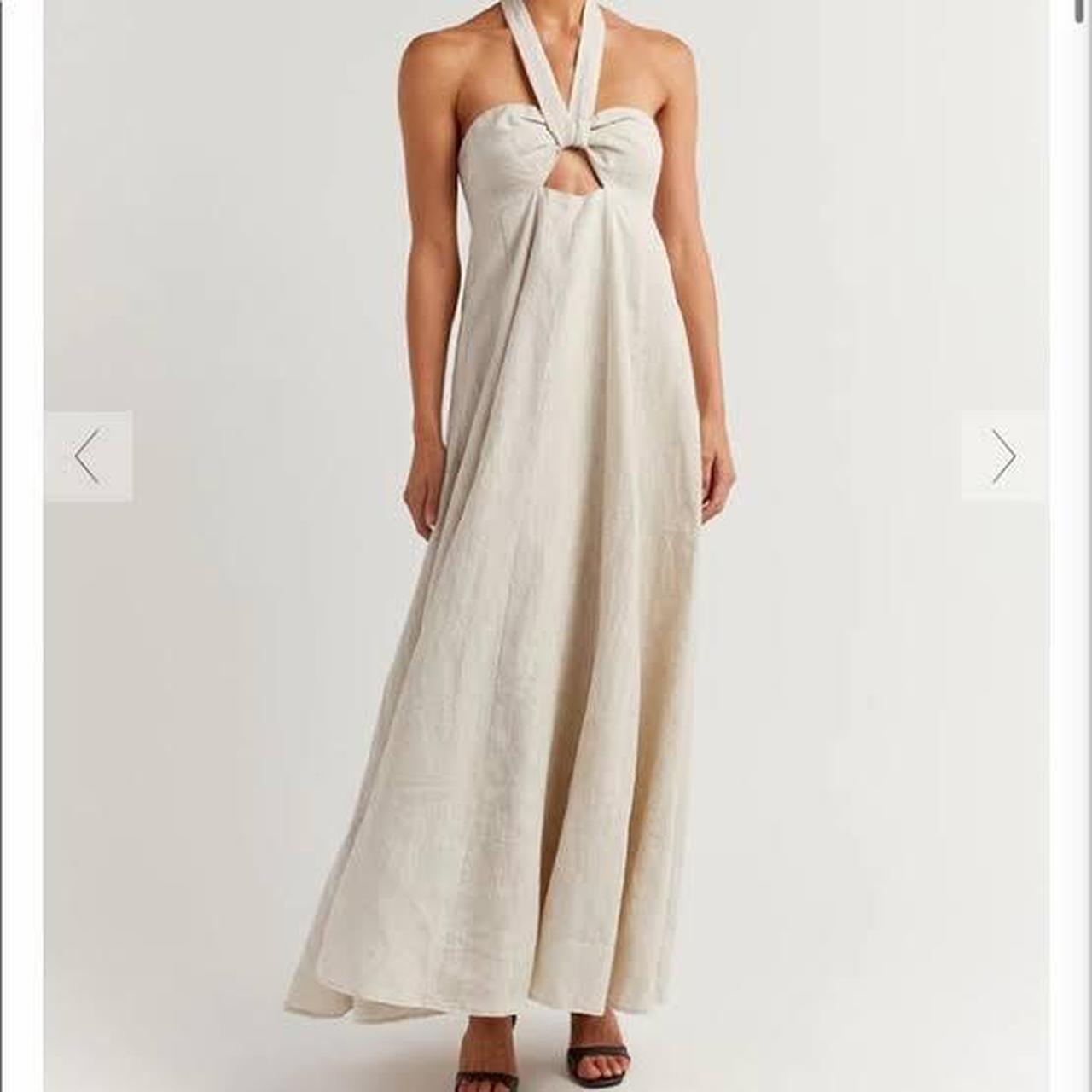 Dissh linen maxi dress. Natural linen colour. Size 8 - Depop
