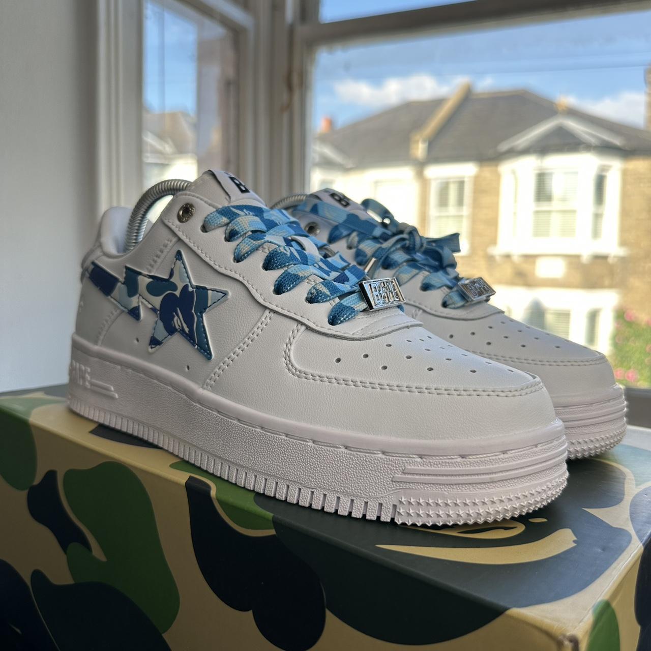 Bapesta White / Blue (ABC) Shoes, box, card & alt... | Depop