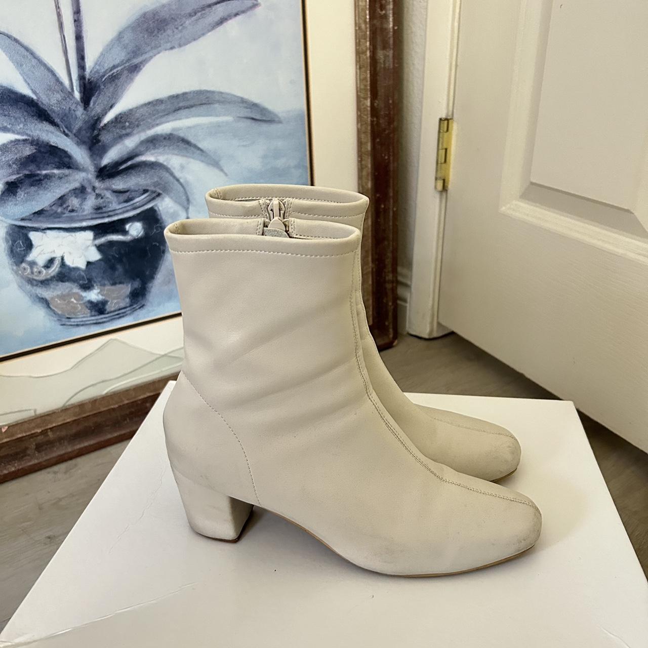 Cream ivory vintage leather boots super comfortable... - Depop