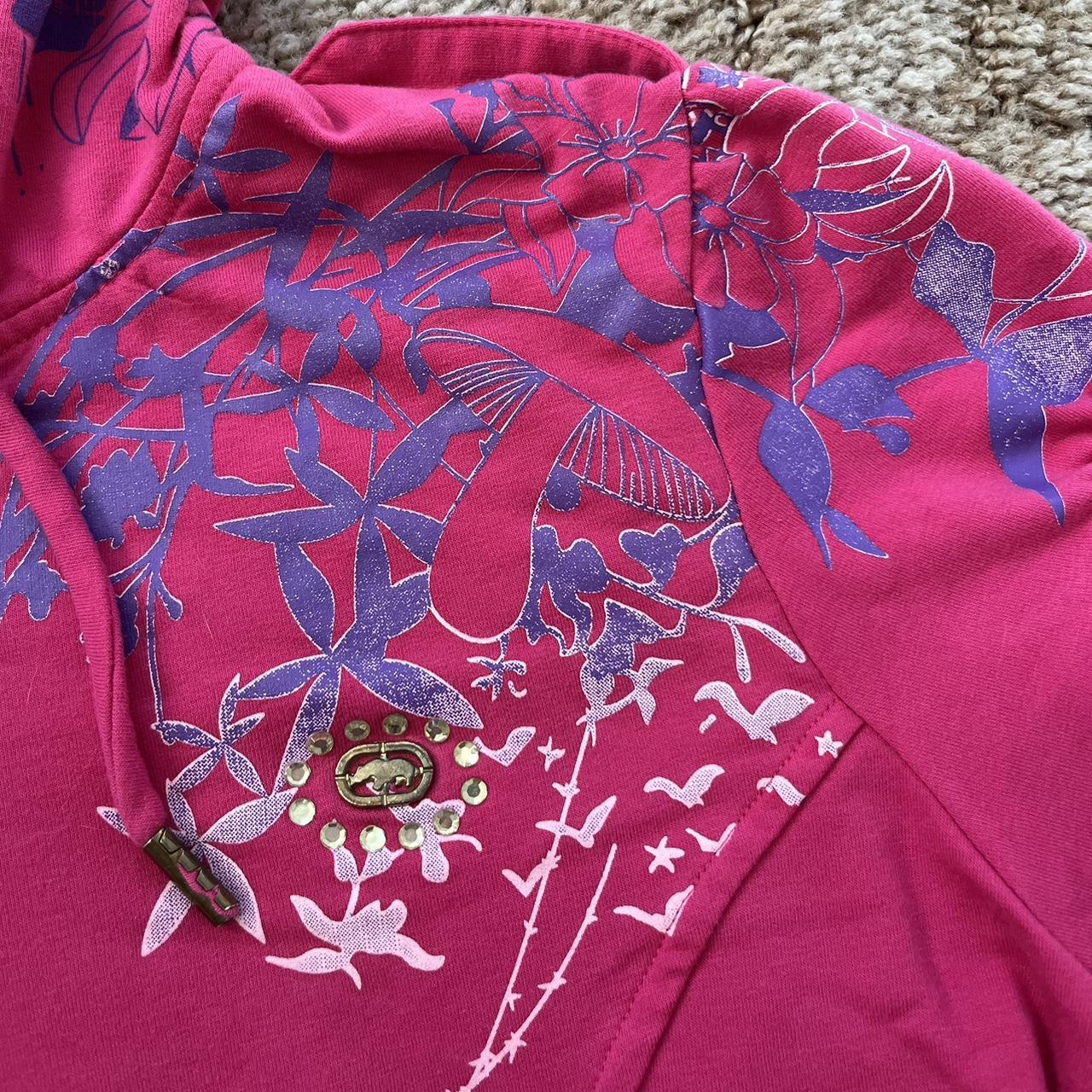 Super iconic pink Echo Unltd. Short sleeve zip up... | Depop