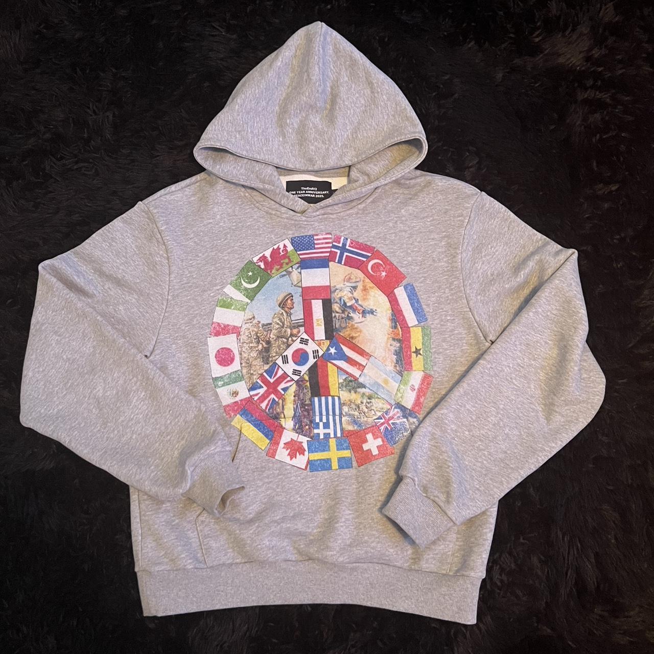 PEACEINWAR grey 2025 “peace” hoodie Not actually... | Depop