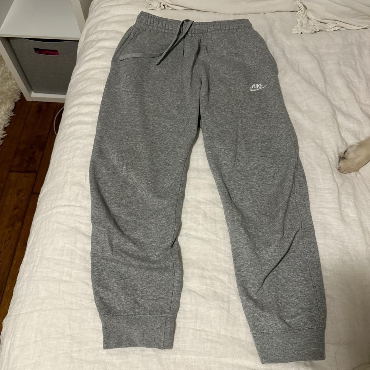 Small Light Grey Nike Cuffed Sweatpants - Depop