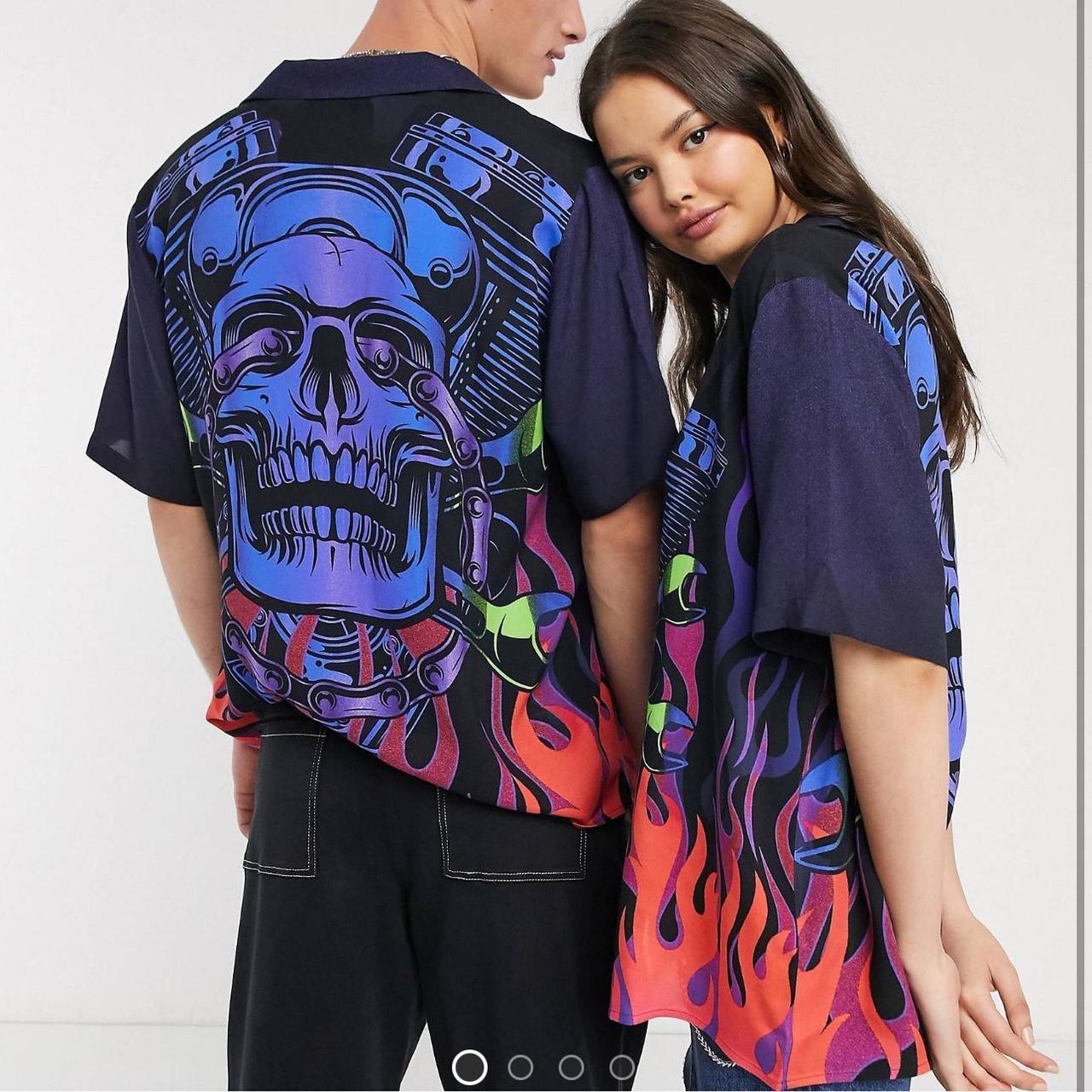 Collusion unisex skull print shirt. Barely worn. Uk... - Depop