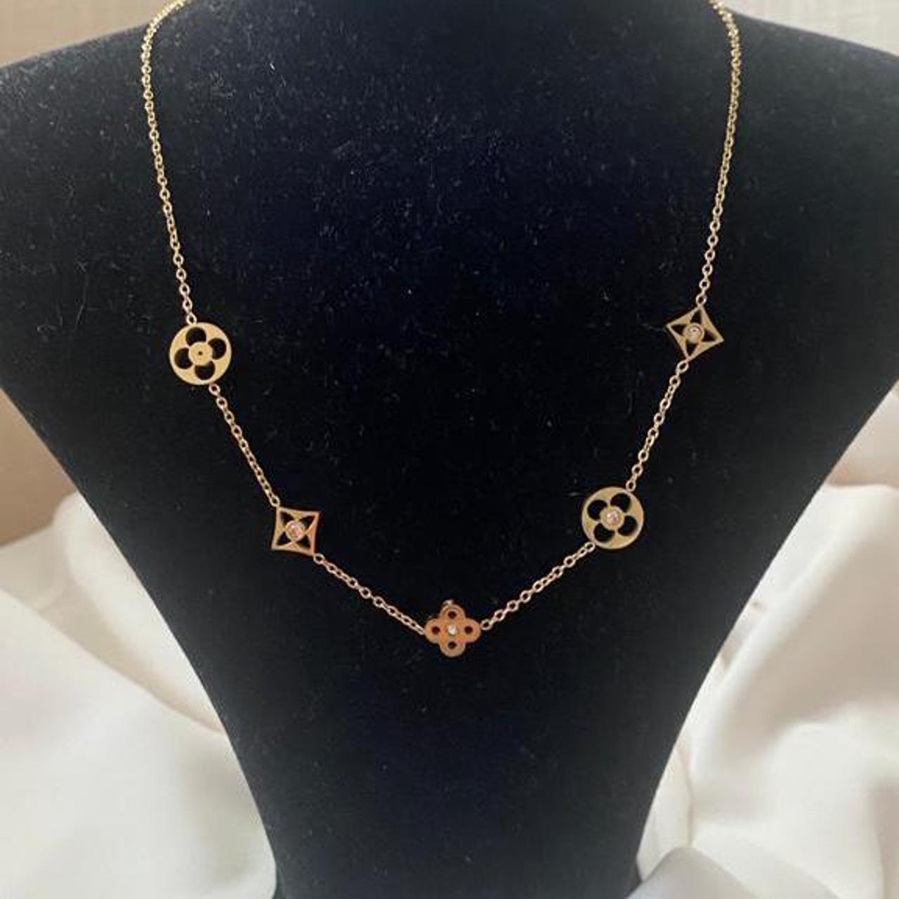 Gold Plated Multi Flower Necklace 40cm + 5cm... - Depop