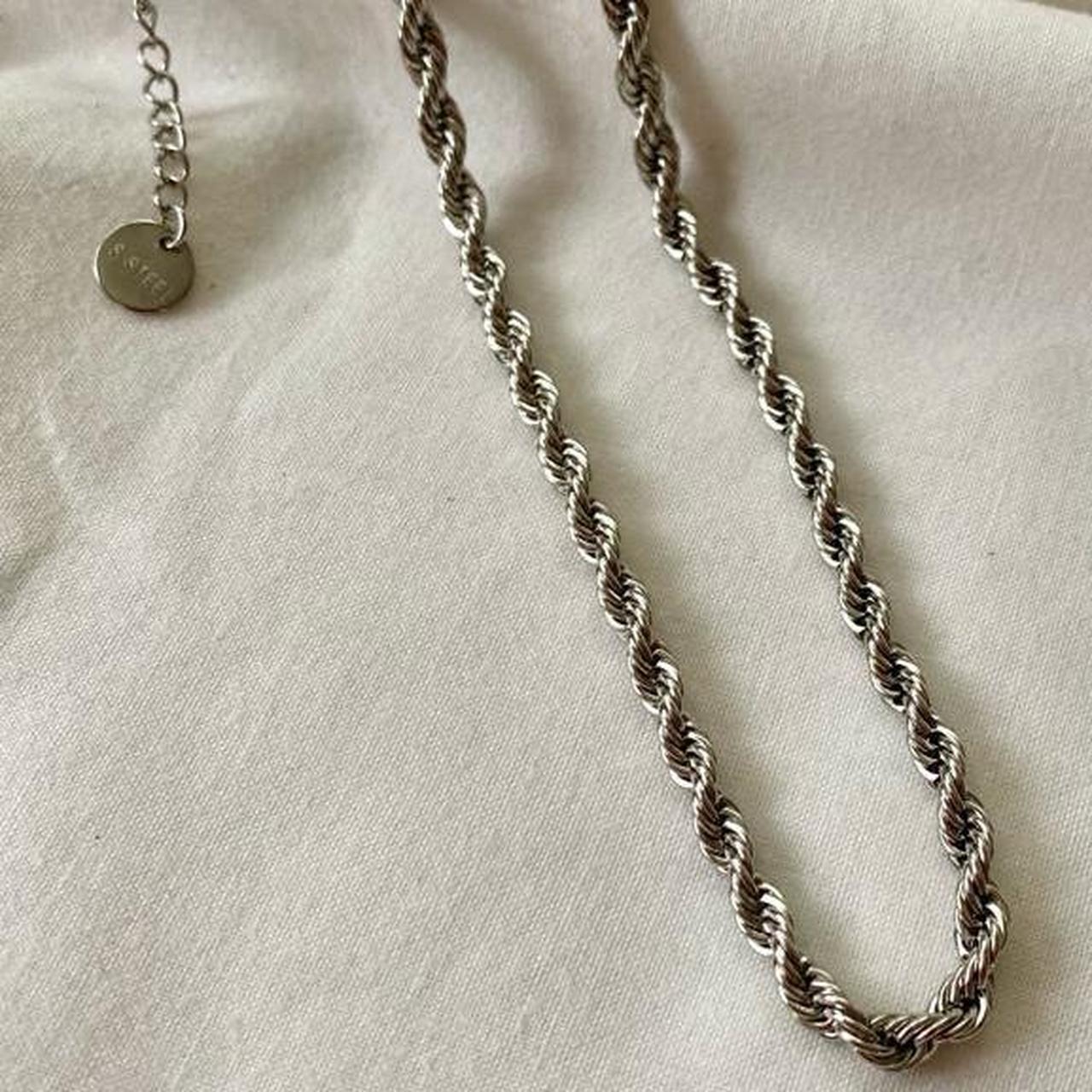 Silver Twisted Chain, Rope Chain 55cm 4mm... - Depop