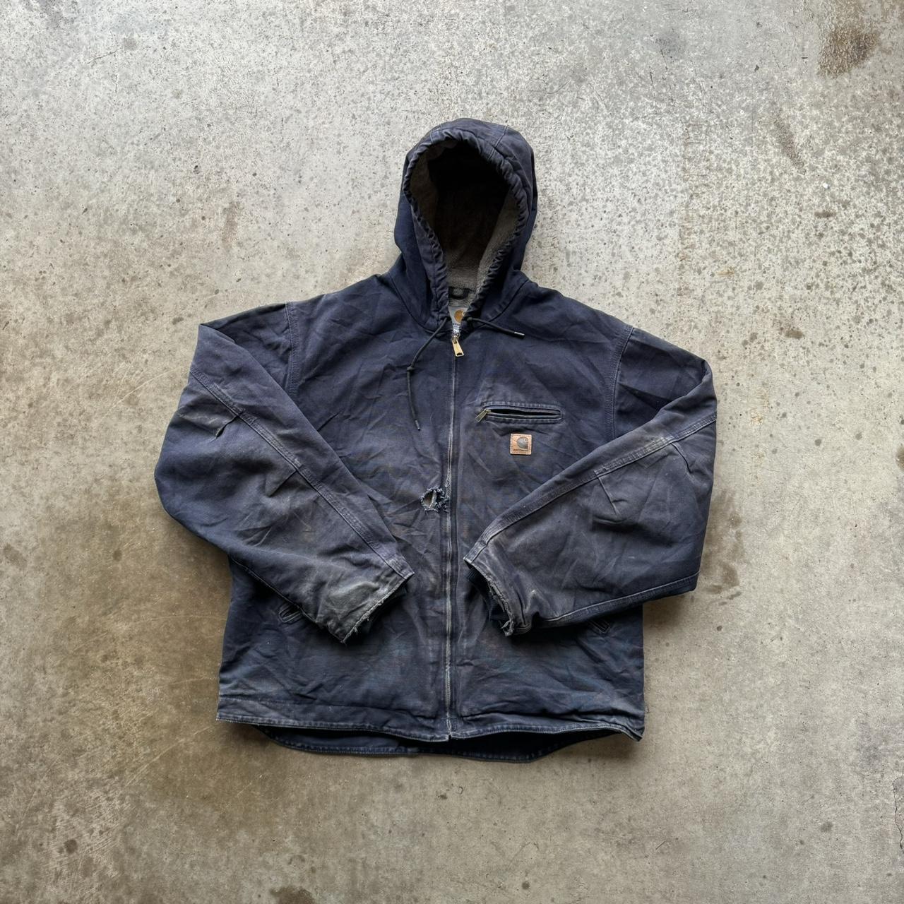 Carhartt J141 BLK Destroyed Thrashed Faded Vintage... - Depop