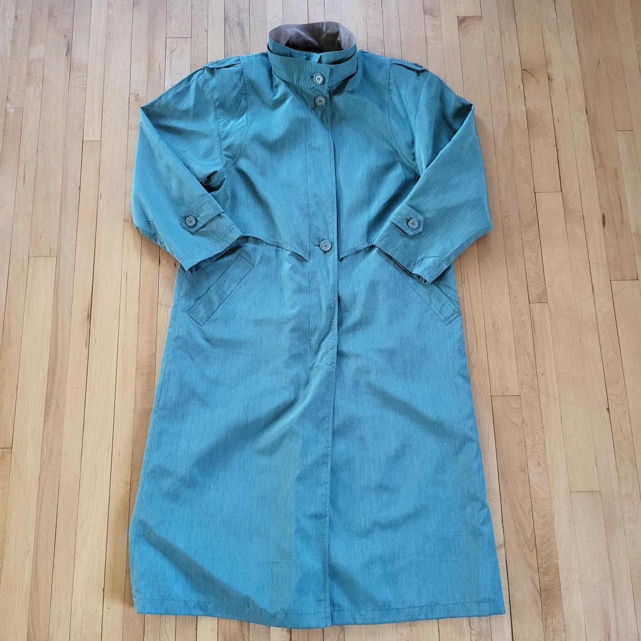 Vintage Utex Trench Coat Size 10 Teal Green Raincoat... | Depop