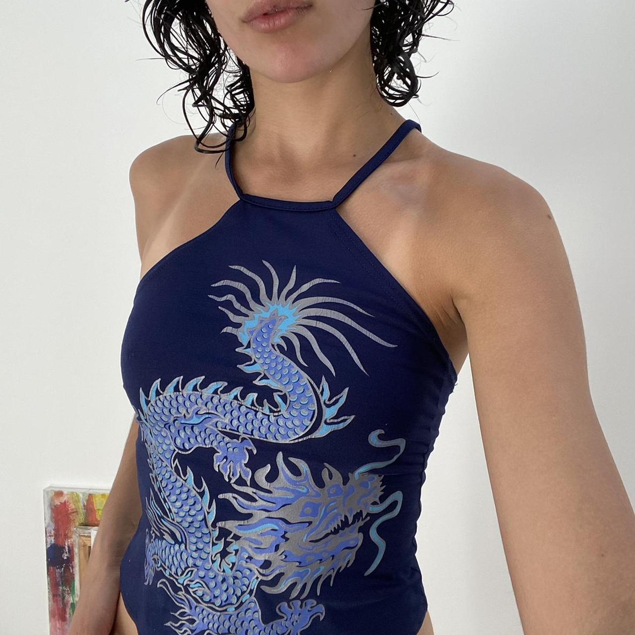 Halter dragon print top perfect for summer goes so... | Depop