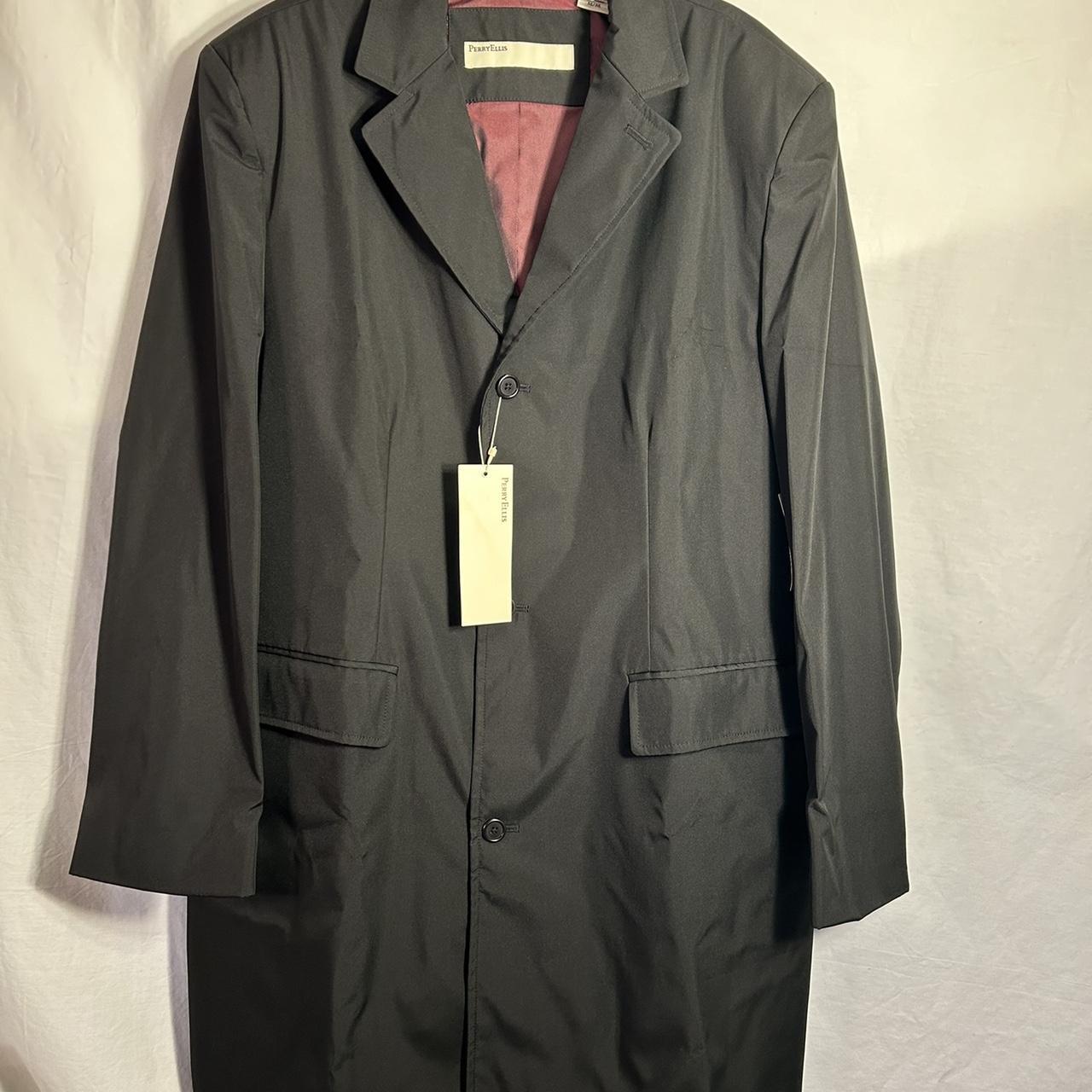 NWT Perry Ellis Black Trench Coat - Depop