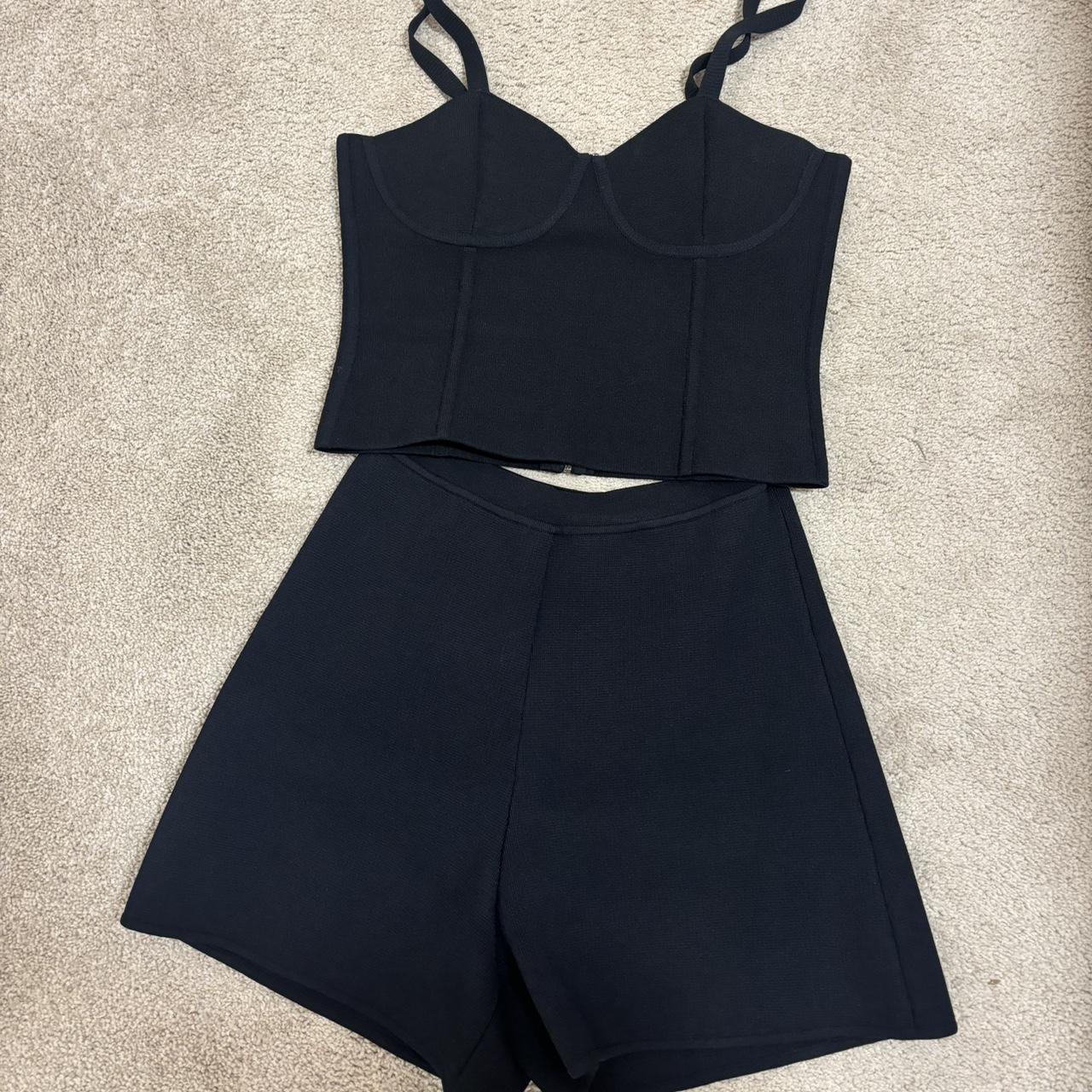Scanlan and Theodore Black Crepe Shorts and Bustier... - Depop
