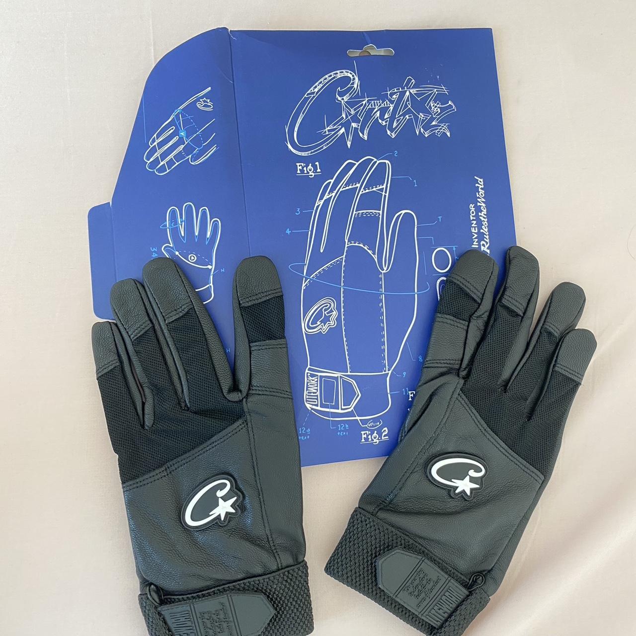 Corteiz Leather Gloves Black - Depop