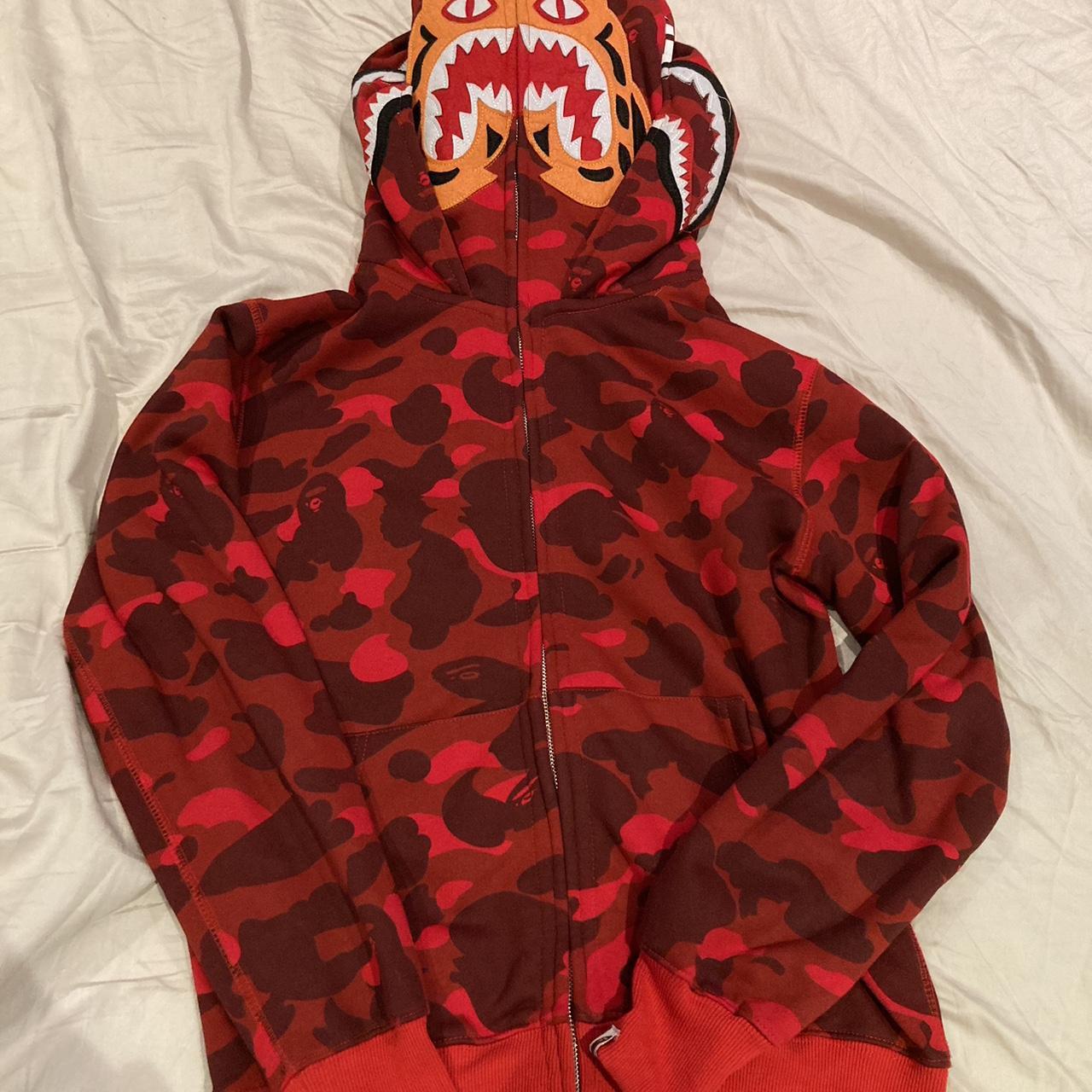 Red Bape color Camo Shark Wide Full Zip Double... - Depop