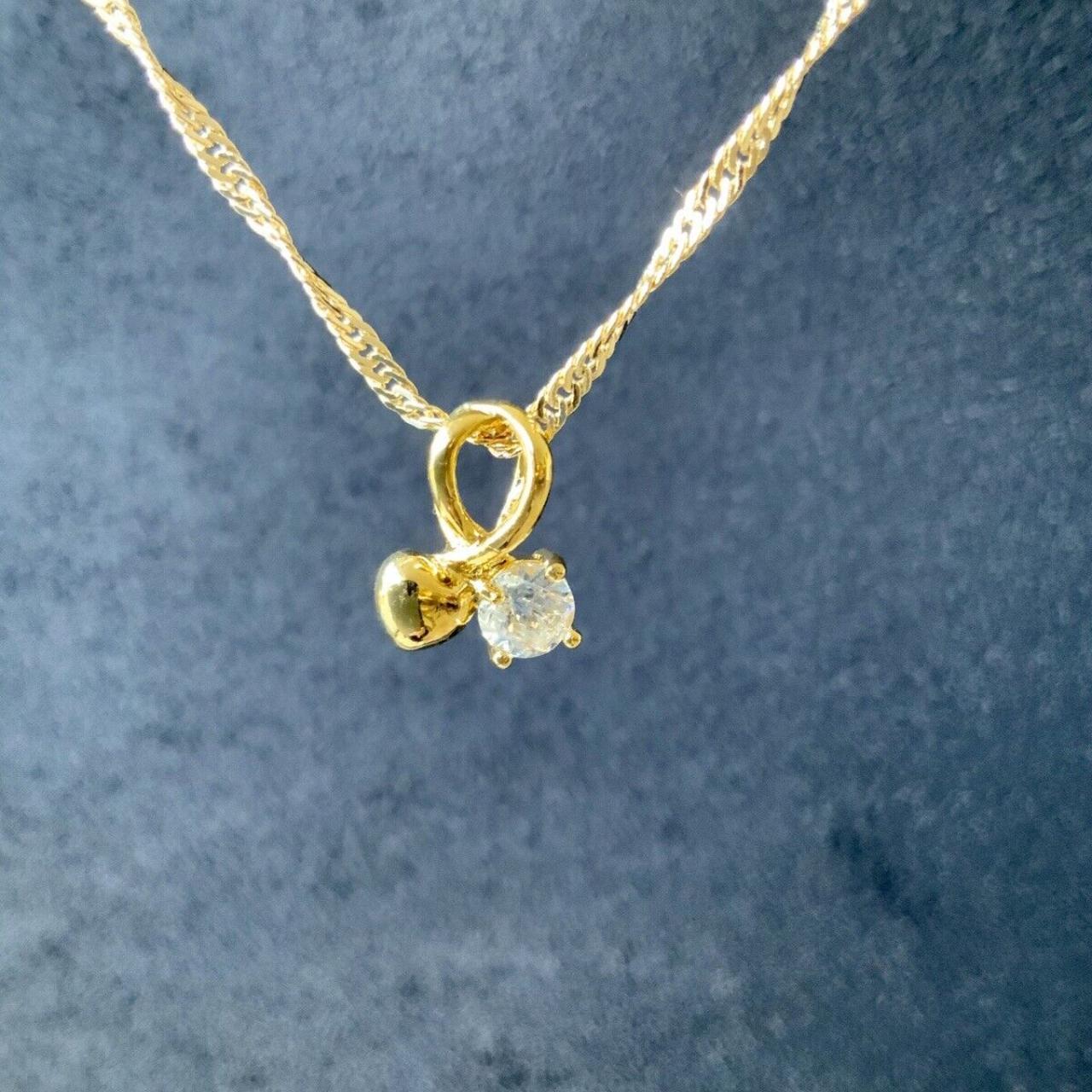 18K 18ct Gold Filled Wave Chain Necklace With... - Depop