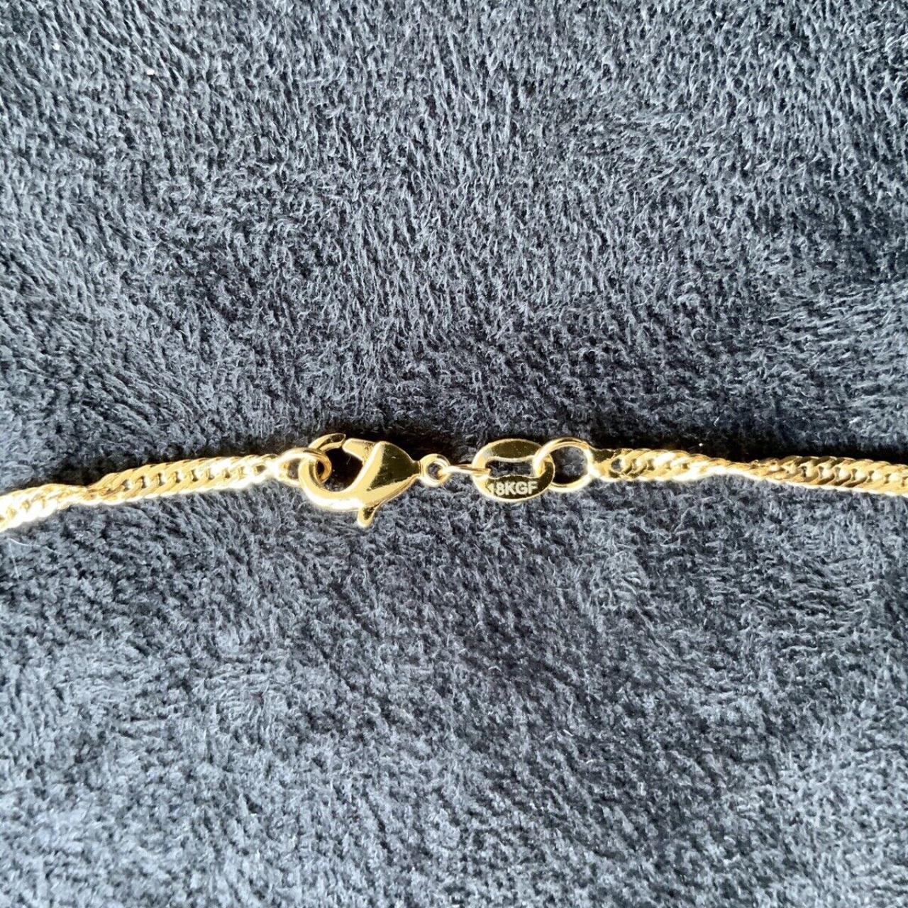 18K 18ct Gold Filled Wave Chain Necklace With... - Depop