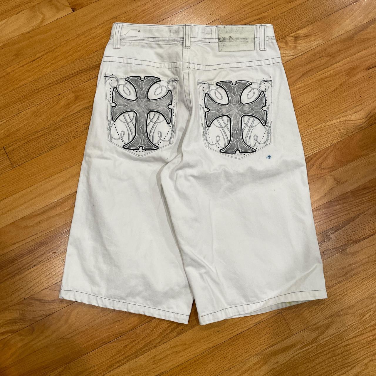 Insane South Pole Jorts w crosses on the back, flaws... - Depop