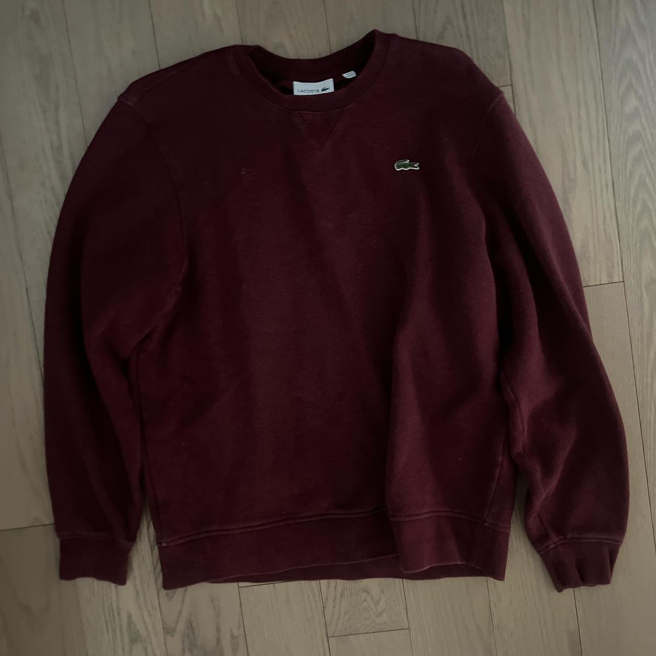 Lacoste Maroon Crew Neck Fits like L - Depop