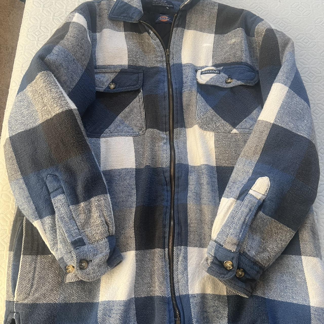 Dickies blue and white flannel jacket - Depop