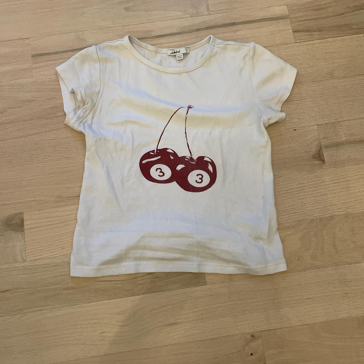Subdued Cute cherry print baby tee with a 90s vibe... | Depop