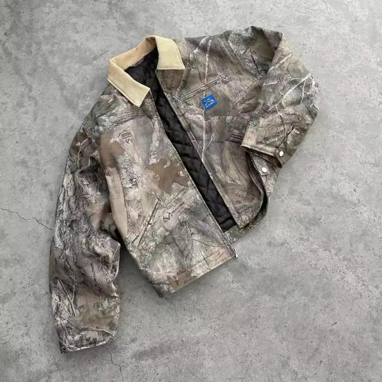 Akimbo Vintage Camo Thin Workwear Jacket in earthy... | Depop