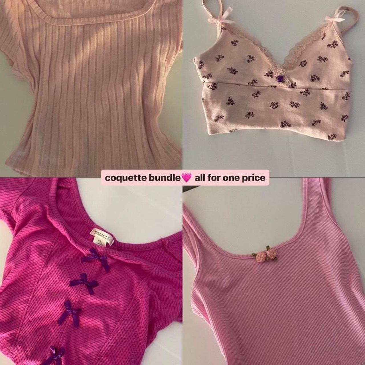 pink coquette 4 shirt bundle! 🩷 all extra small - Depop