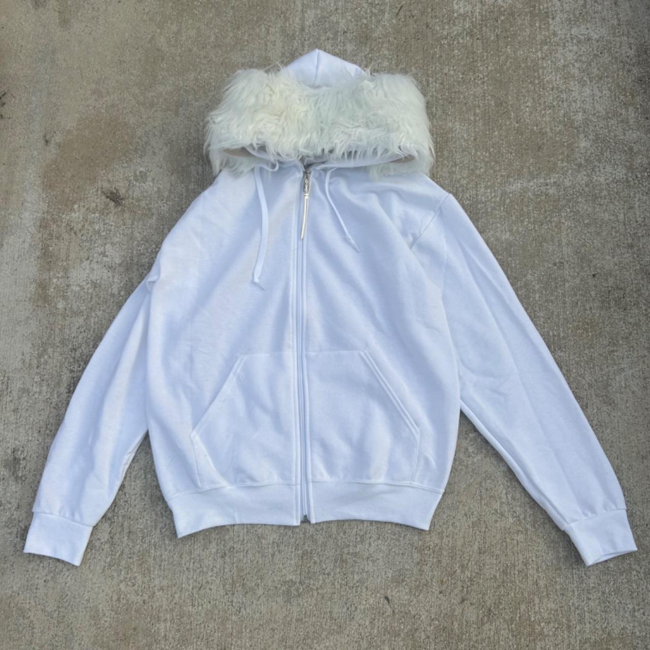 custom 1 of 1 white on white non distressed faux fur... - Depop