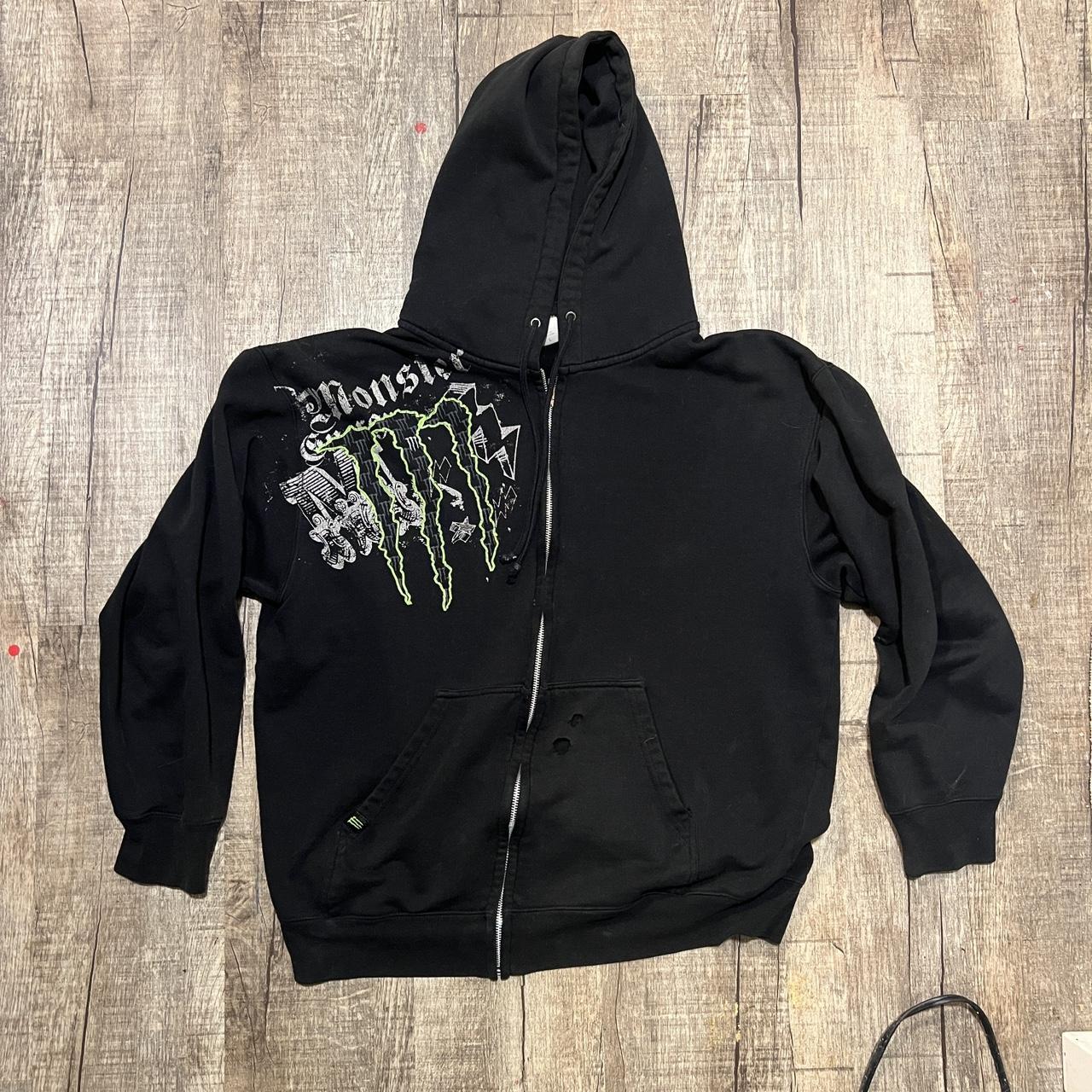 Black Monster Energy zip up hoodie #skater - Depop