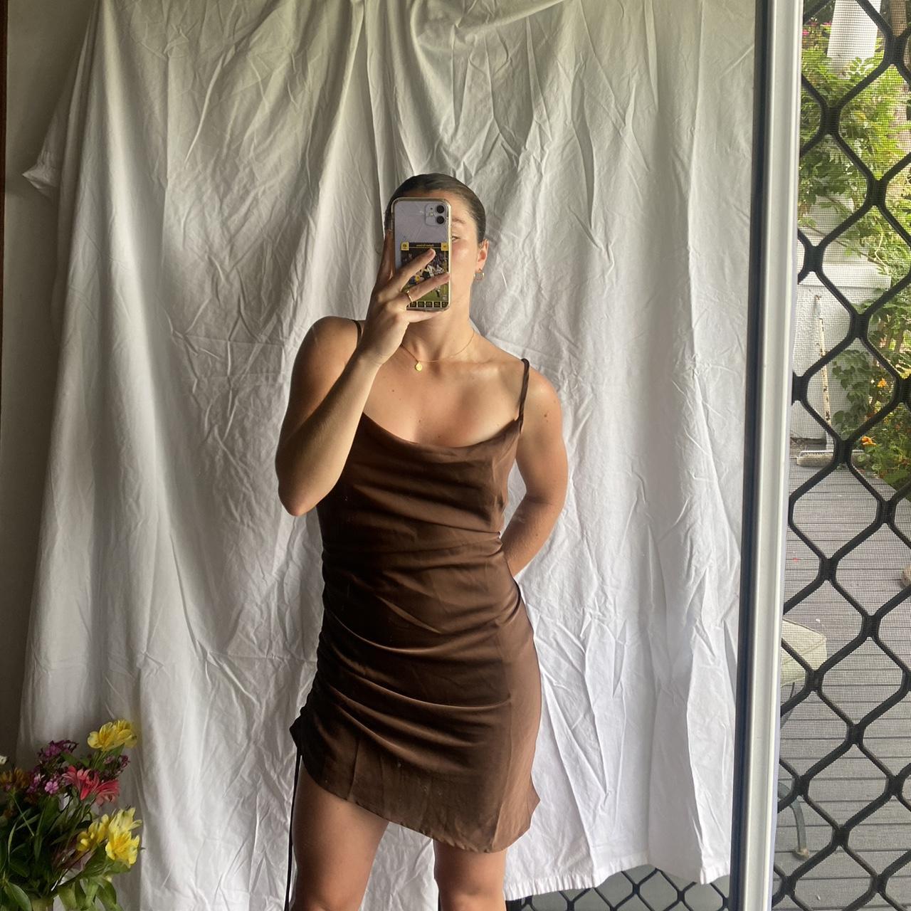 Silky lil supre dress. Gorgeous brown. I’m wearing... - Depop