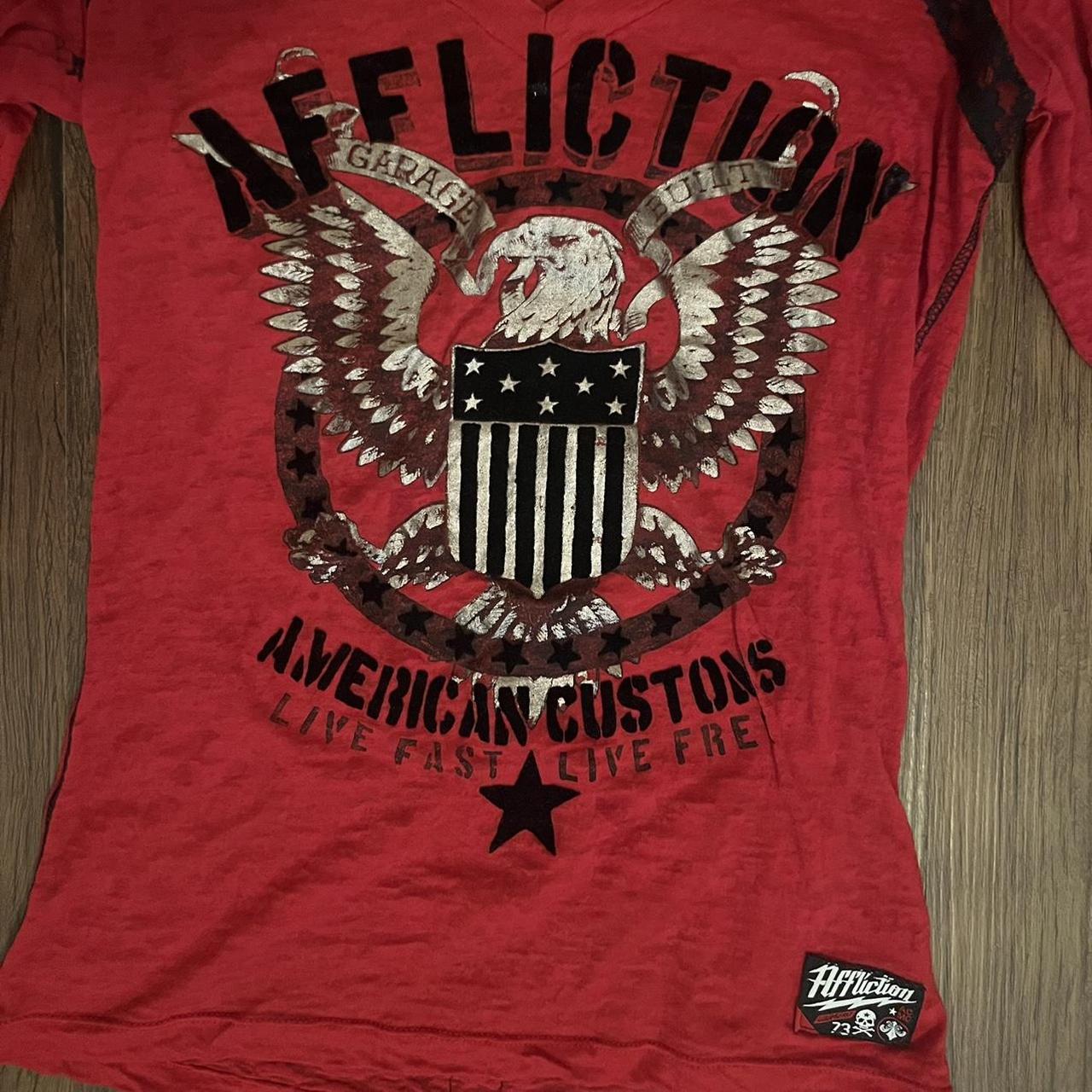 Affliction Women’s Long sleeve Size M Red Women’s... - Depop