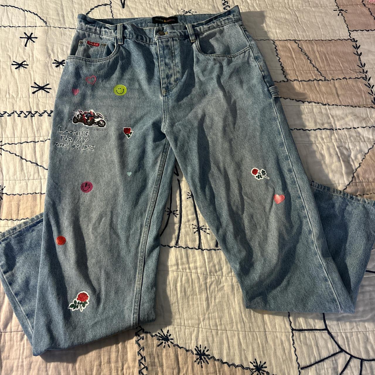Teddy Fresh Sticker Carpenter Jeans🧸 Adorable jeans... | Depop