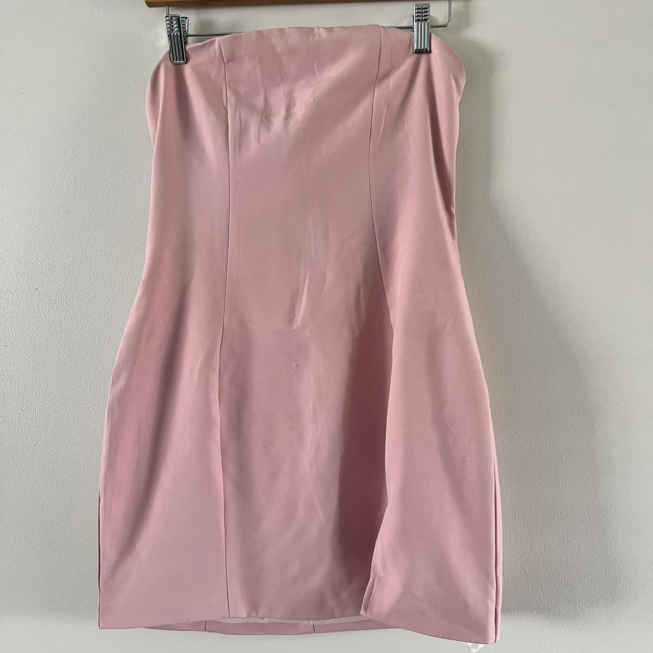 Missguided pink strapless dress BNWT Size 10 Slight... - Depop