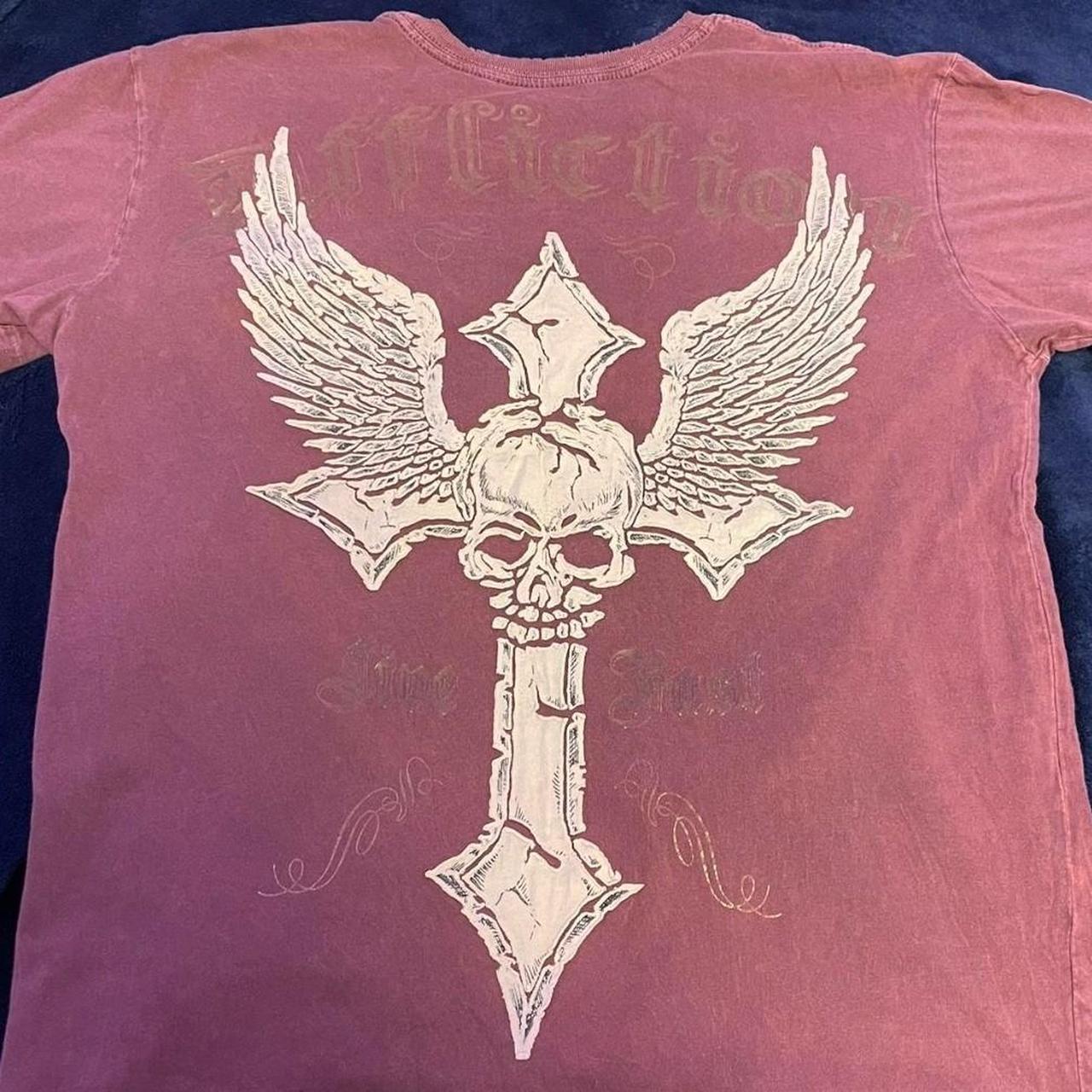 Affliction Tee Has unique embroidery like... | Depop