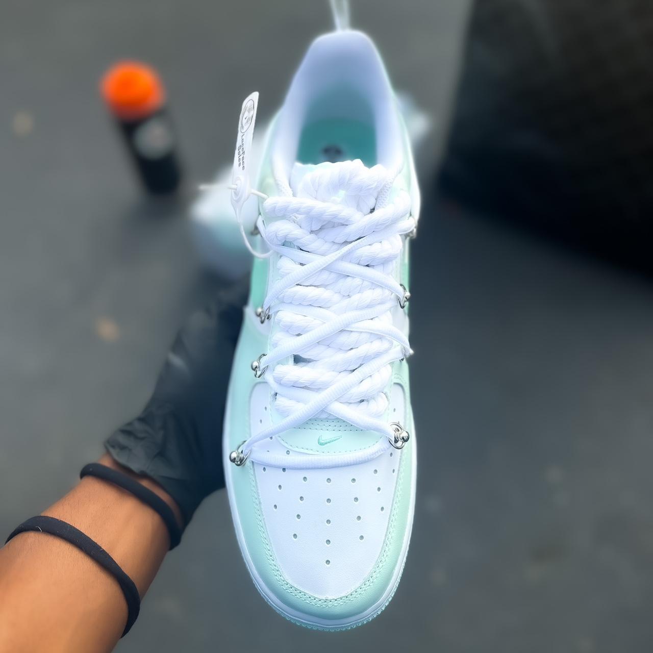 Nike Air Force 1 Low Custom Custom White Cotton Rope... | Depop