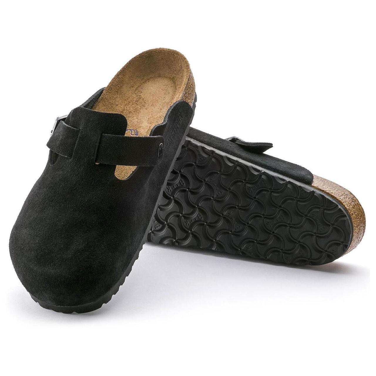 Black suede Birkenstock Boston clogs #Birkenstock... - Depop