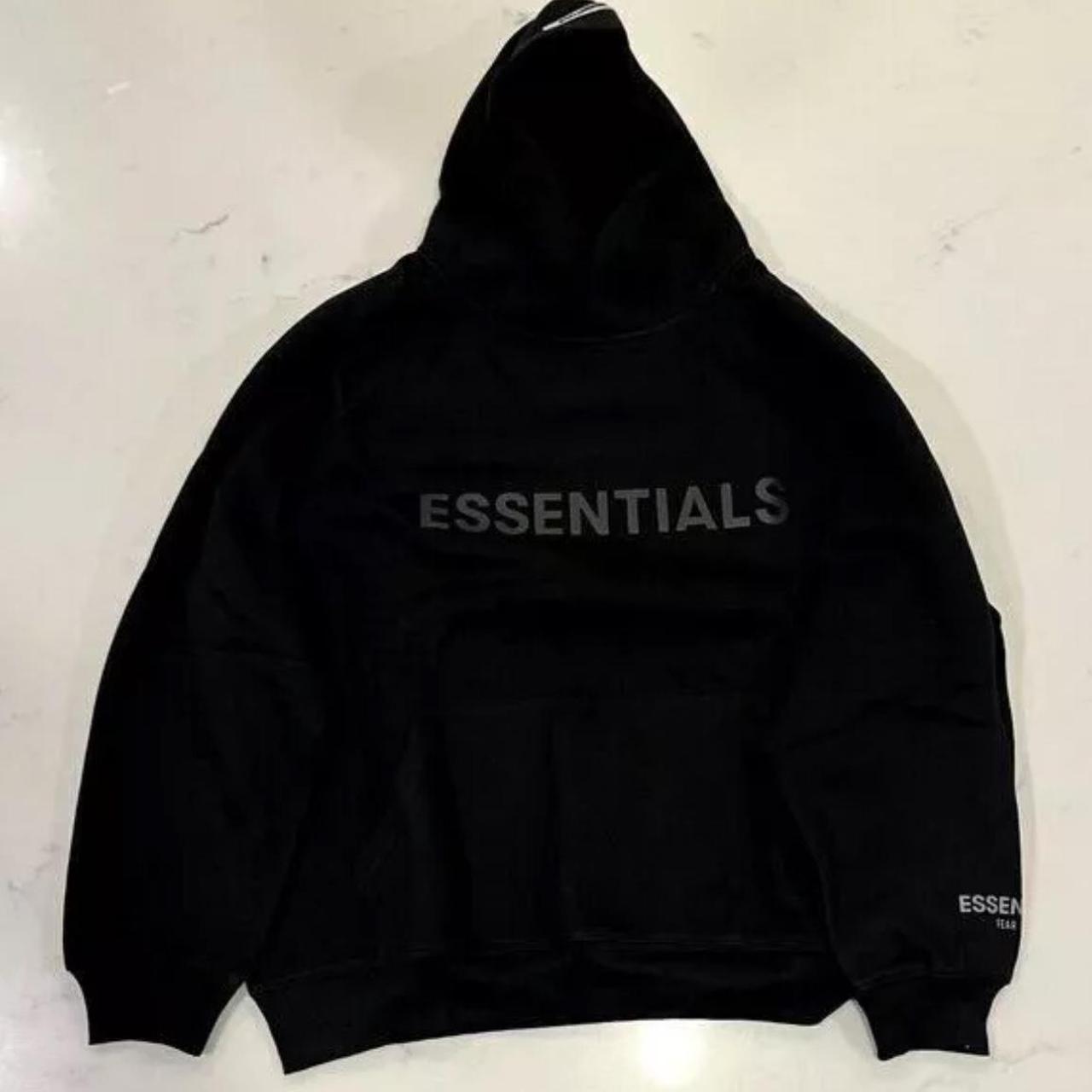 Essentials Hoodie Black Size L - Depop
