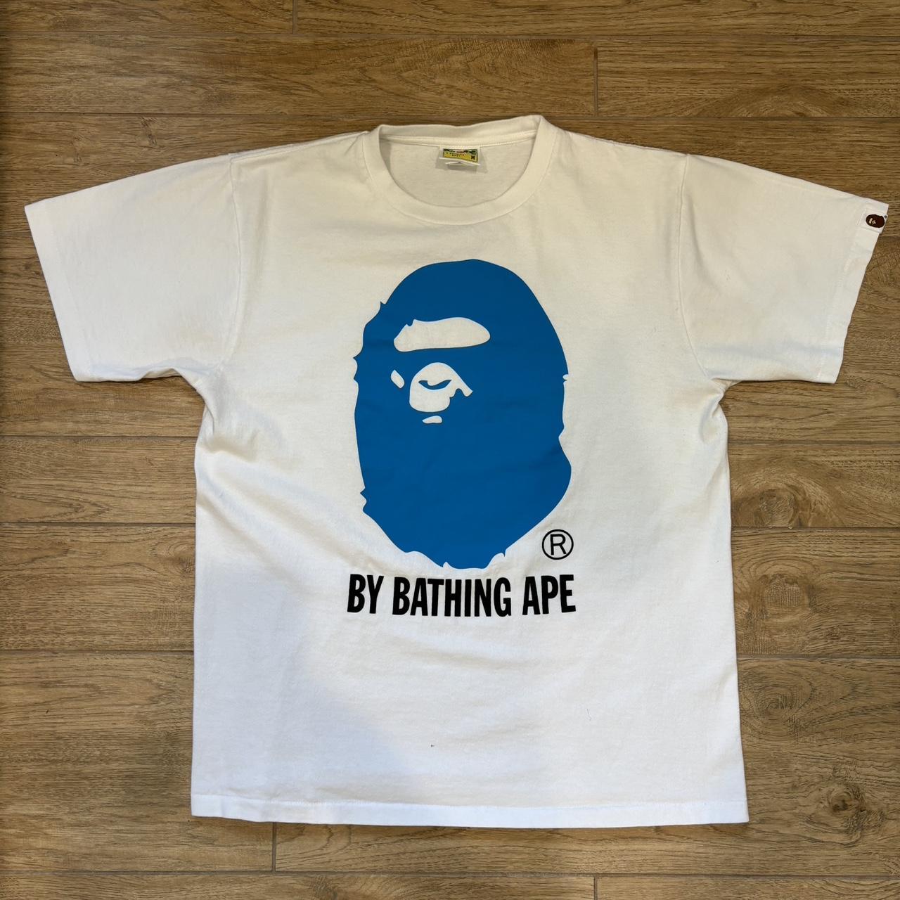 NEW COP🗣️‼️‼️ Blue and White By Bathing Ape tshirt! A... - Depop