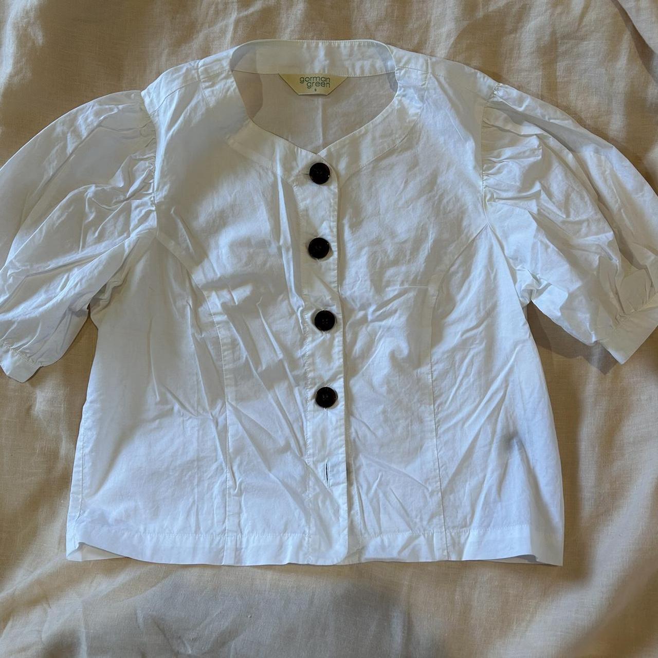 Gorman shirt - White with tortoiseshell buttons -... - Depop