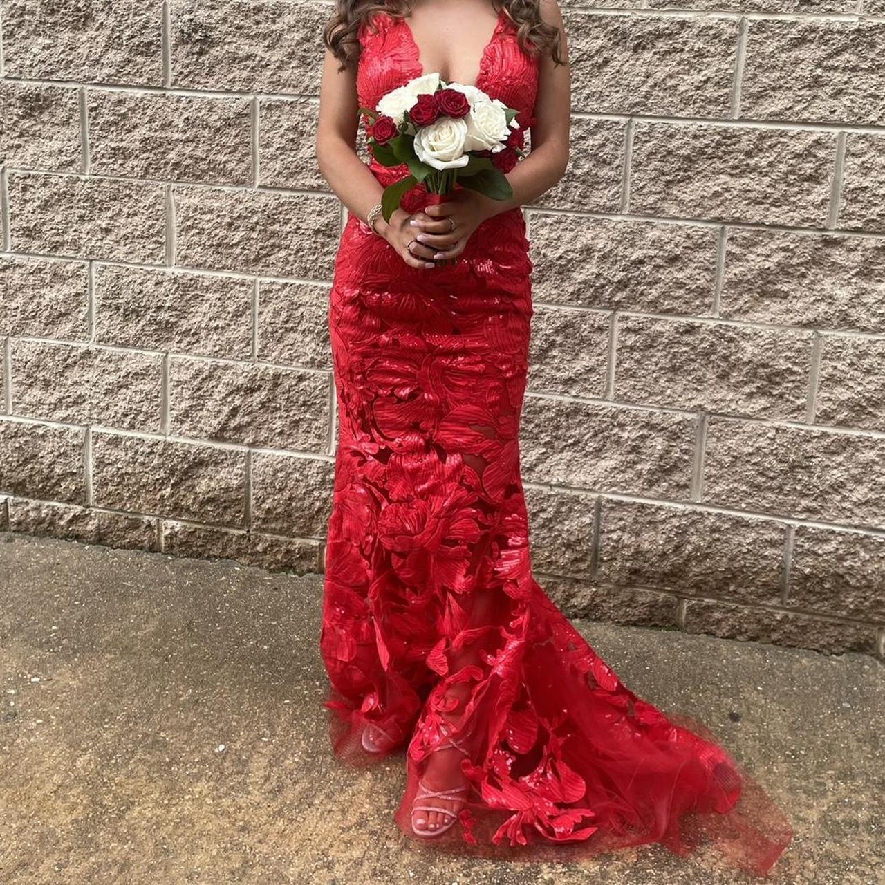Beautiful red prom dress! 00 Jovani Altered - Depop