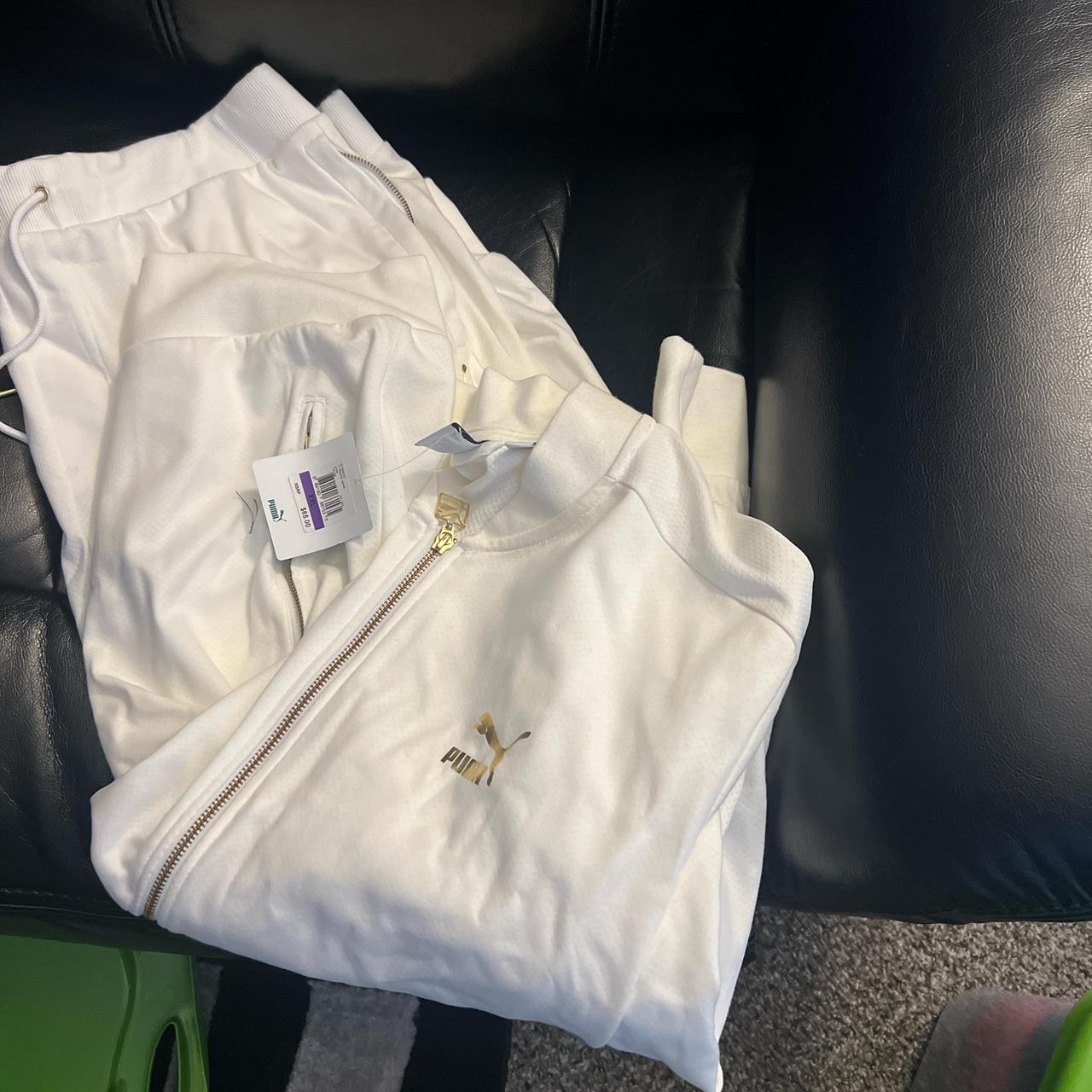 White and gold puma track suit brand new never worn - Depop