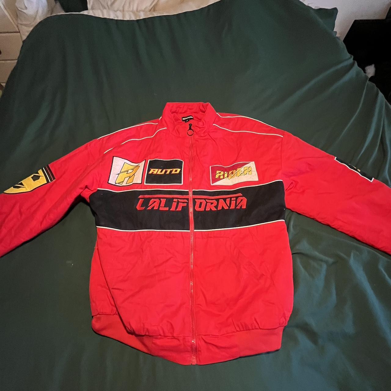 Red racer jacket from PrettyLittleThing - Depop
