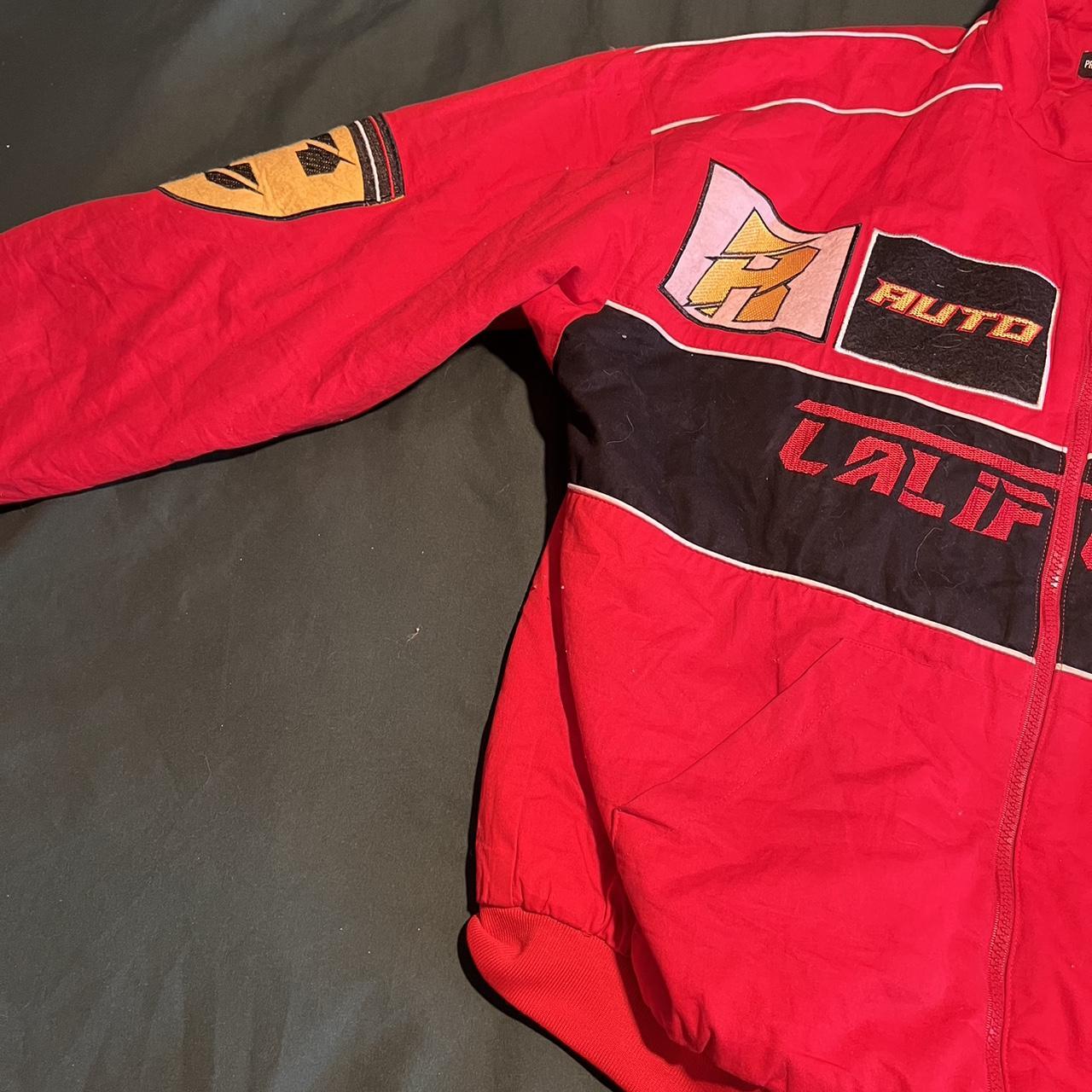 Red racer jacket from PrettyLittleThing - Depop