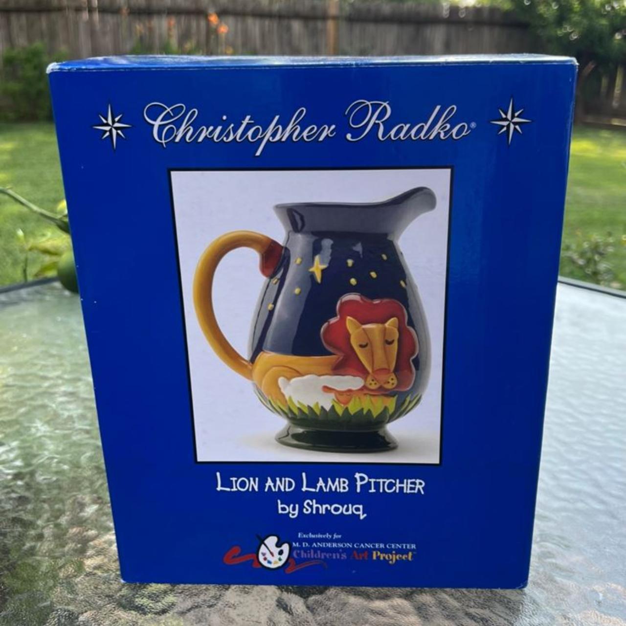 #ChristopherRadko #Handpainted Lion & Lamb Pitcher - Depop