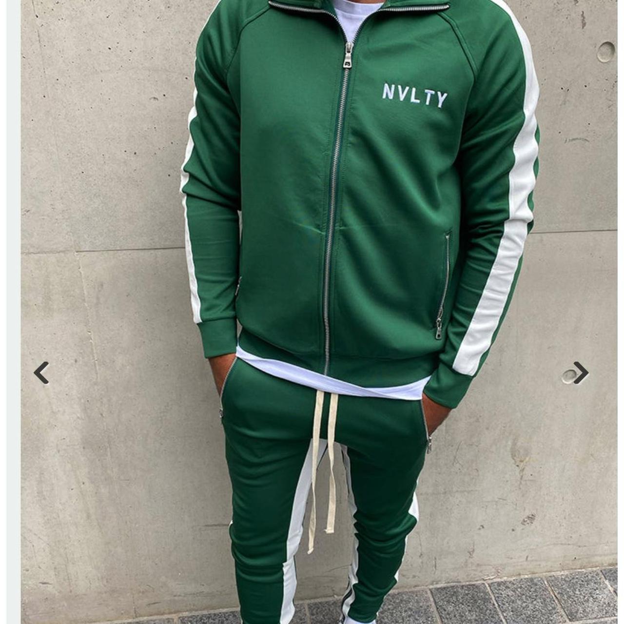 Men’s Green/White NVLTY track jacket Brand new with... - Depop