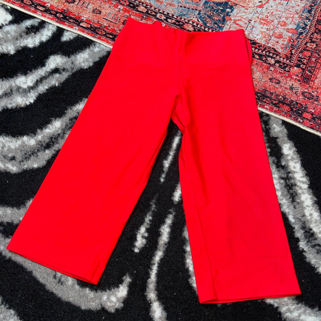 Fanci Club red polyester/spandex Capris - Depop